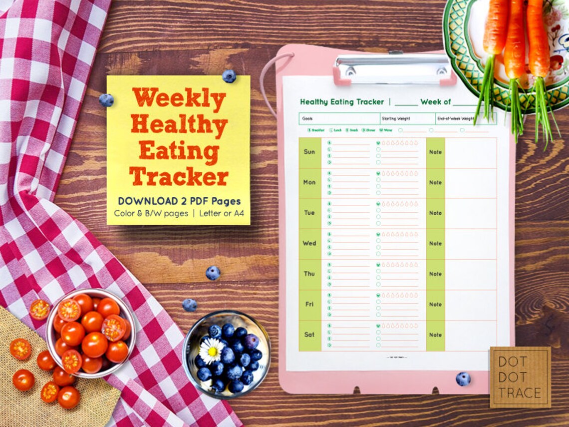Printable Healthy Eating Tracker Healthy Eating Record Weekly - Etsy