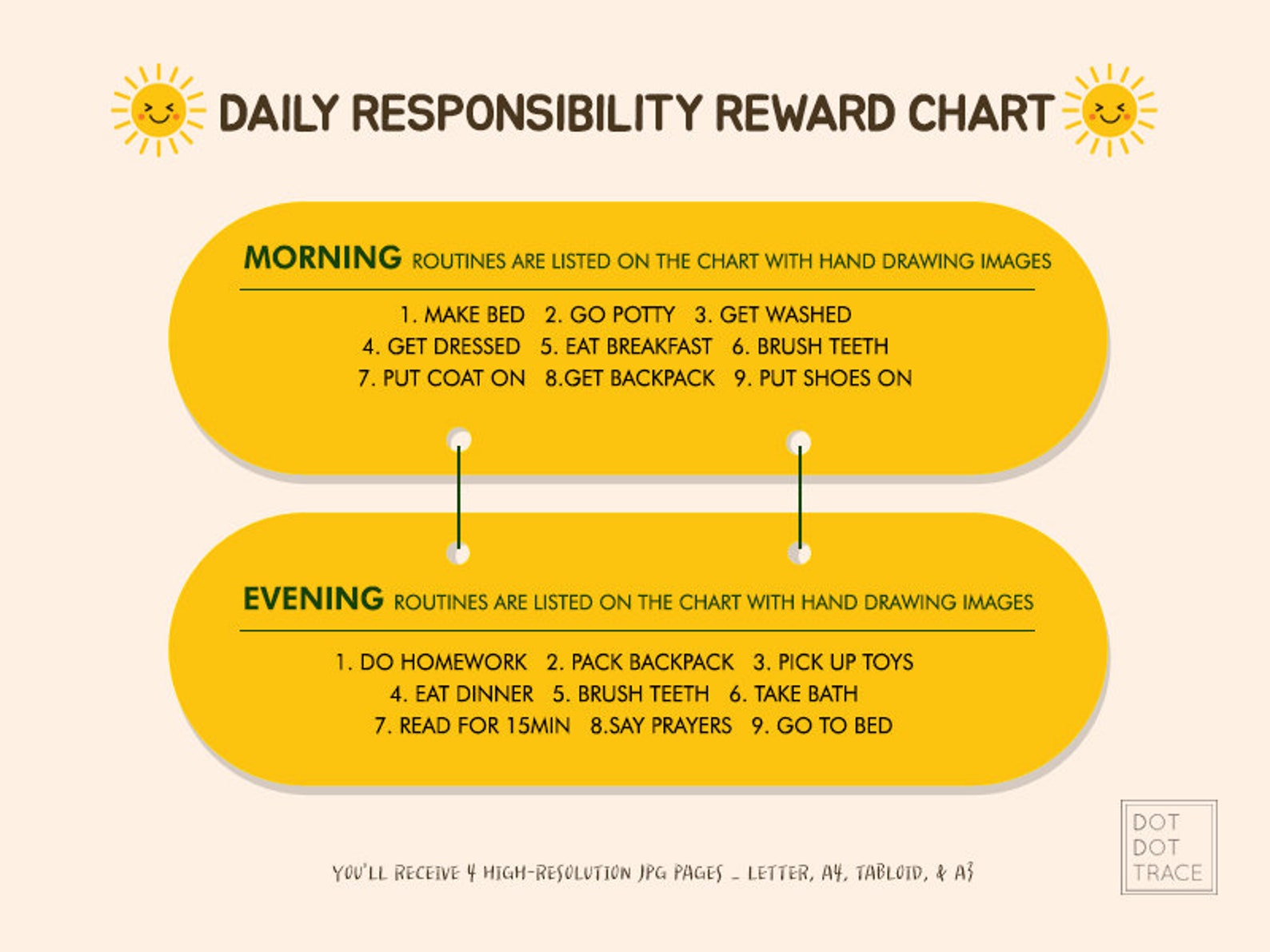 Daily Responsibility Reward Chart for Kids Kid's Routine - Etsy