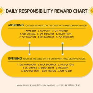 Daily Responsibility Reward Chart for Kids Kid's Routine Charts Kid's ...