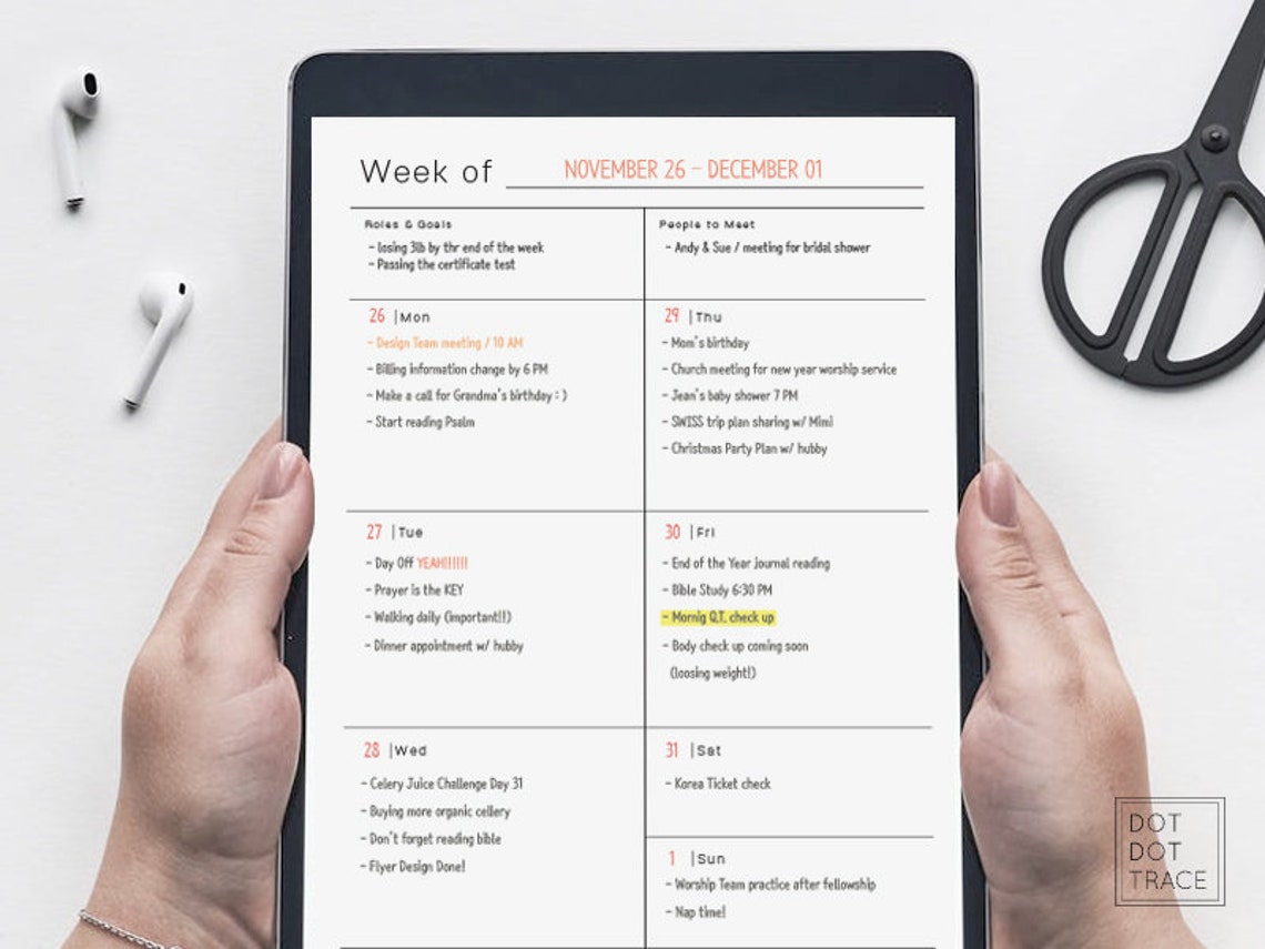 Printable Weekly Planner: Minimalist 7-day Schedule (letter & A4 ...
