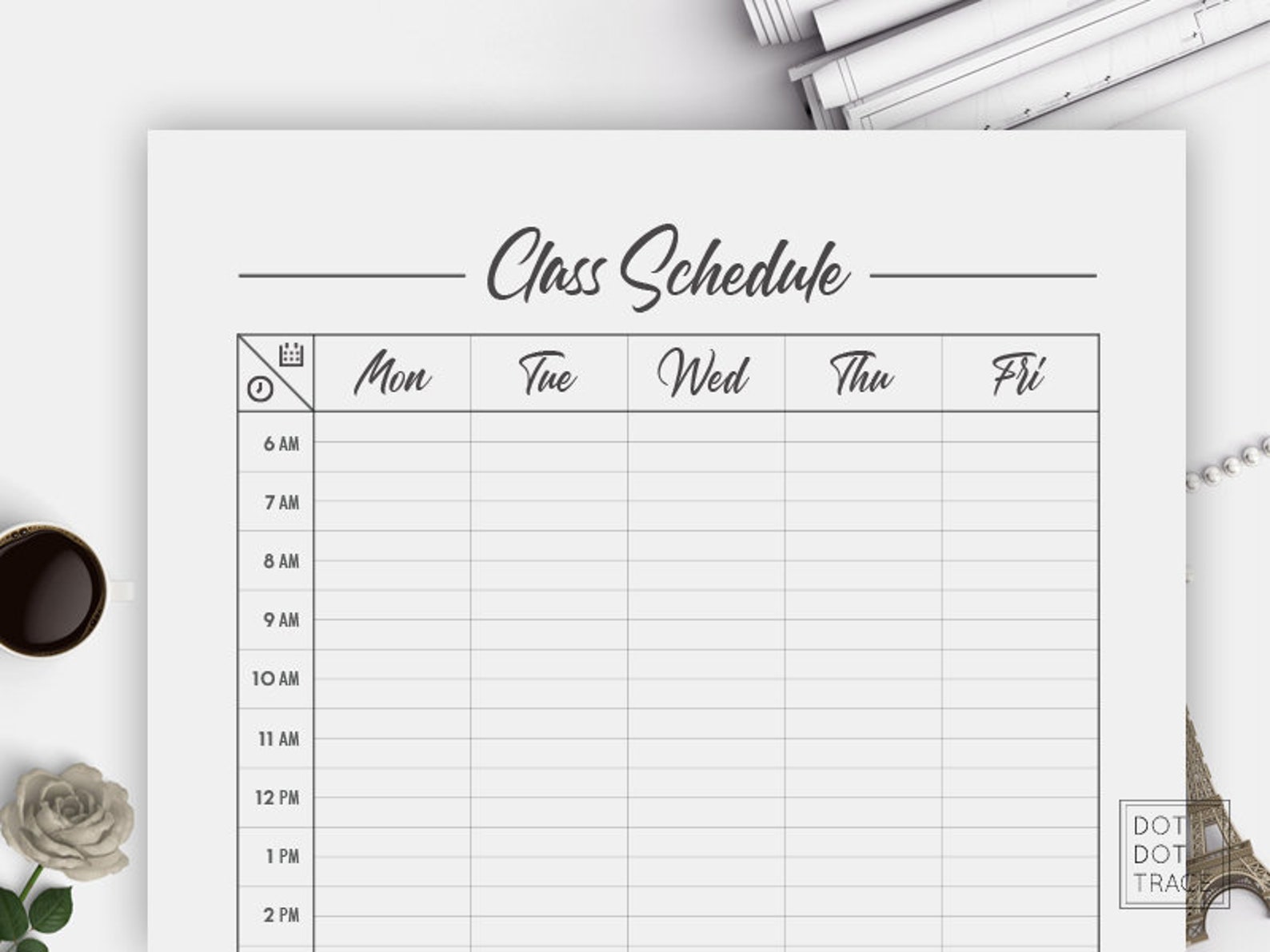 Printable Class Schedule monfri Weekly Planner 6 Day - Etsy