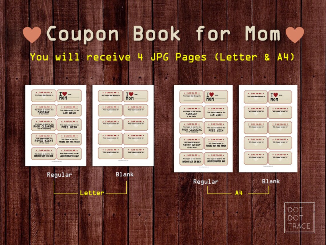 Printable Coupon Book for Moms Coupon Book for Mom Coupon Book | Etsy