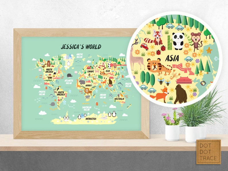 Personalized World Map for Kids Custom World Map for Kids | Etsy