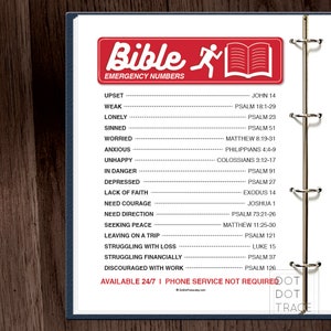 Printable Bible Emergency Numbers Chart Small Gift Ideas for Christian ...