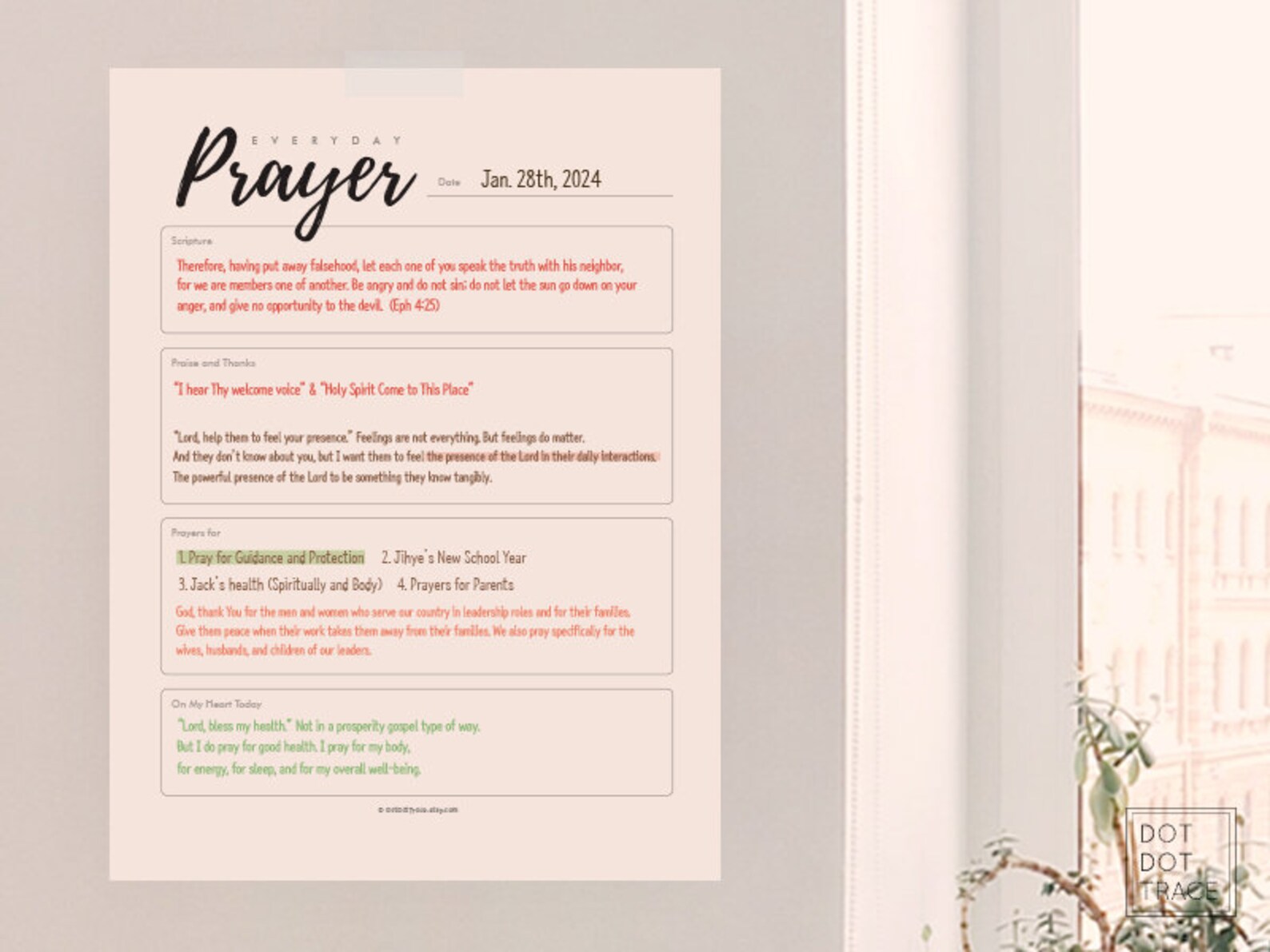 Printable Everyday Prayer List Template Daily Worship & Prayer Log ...