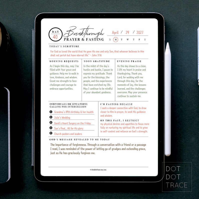 Printable Prayer and Fasting Journal: Daily Breakthrough Log (PDF) - Etsy