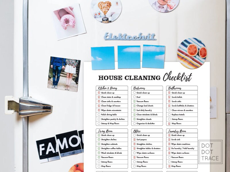 Printable House Cleaning Checklist letter and A4 Home Clean up Chart ...