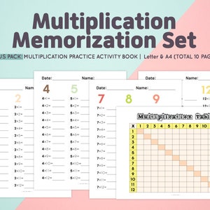 Multiplication Memorization Set Learning Multiplication Table Activity ...