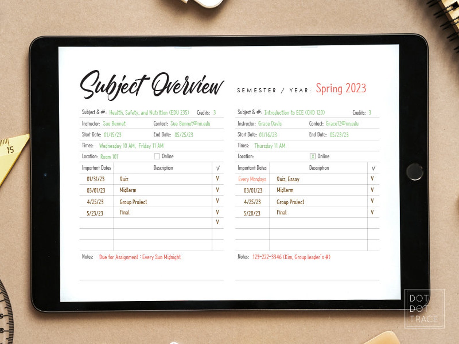 Printable Subject Overview Template: College Course Planner (JPG ...