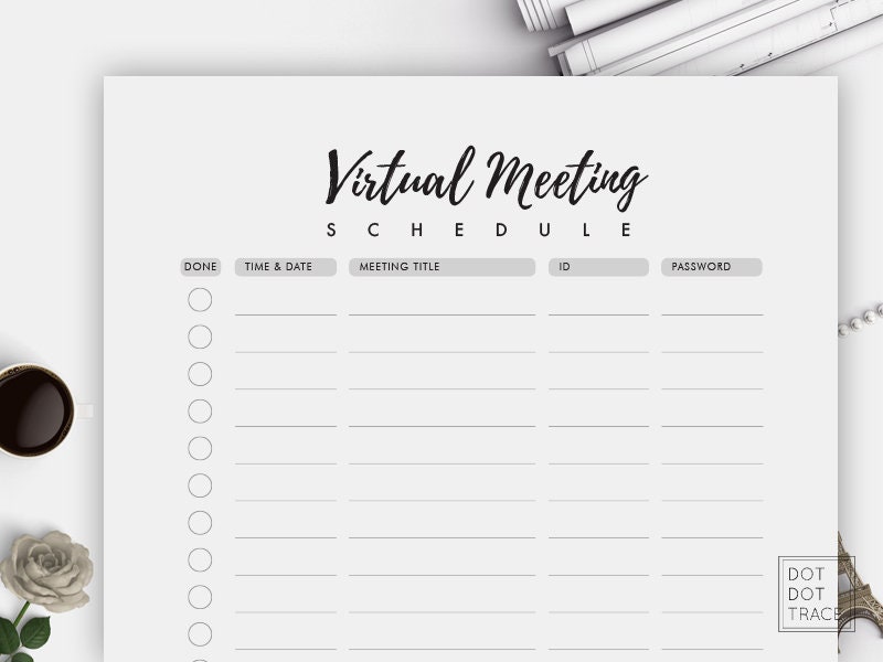 Printable Virtual Meeting Schedule Template Online Meeting | Etsy