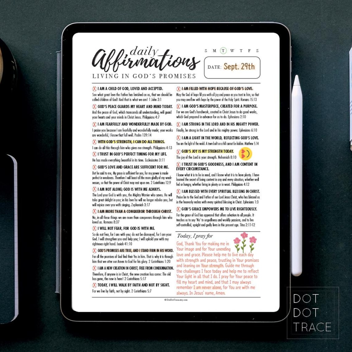Christian Affirmations Printable With Bible Verses (PDF) - Etsy