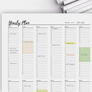Printable Yearly Planner_year at a Glance (letter & A4) Monthly Planner ...