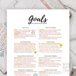 Printable Goal Planner & Success Tracker Break Down Your Goals Achieve ...