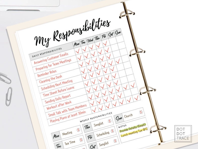 Printable Responsibility Chart My Responsibilities Daily | Etsy