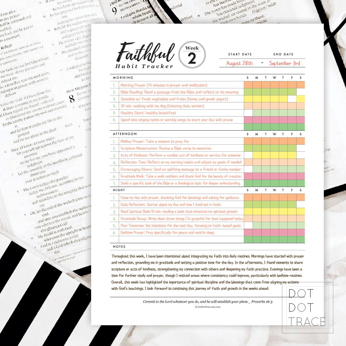 Printable 5 Week Faithful Habit Tracker Monthly Spiritual Growth ...