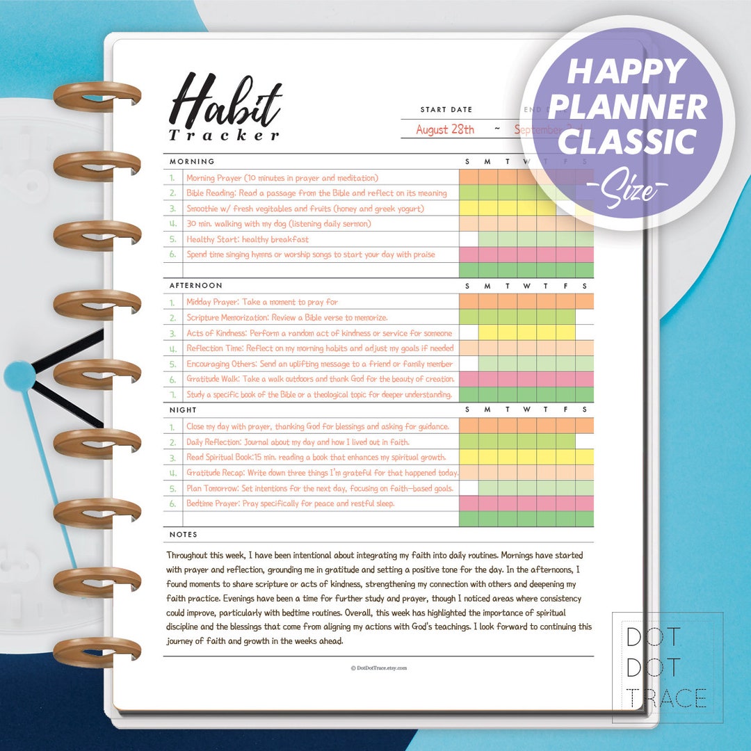 Printable Happy Planner Classic Sized 365 Habit Tracker Yearly Goal ...