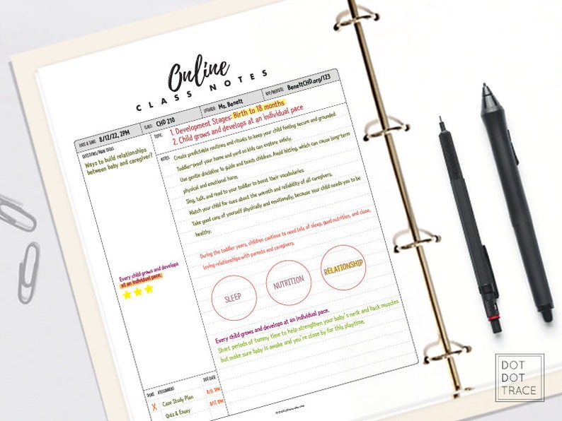 Printable 1page Online Class Notes Lecture Notes Class Note | Etsy