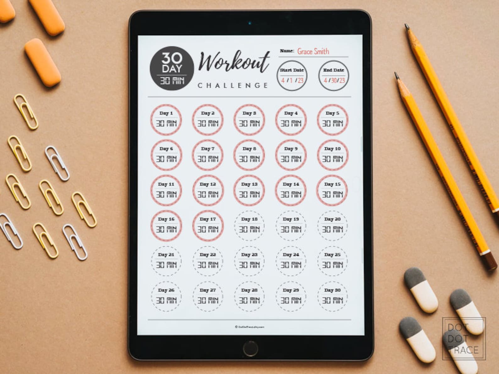 Printable 30 Day 30 Min Workout Challenge Daily 30min Workout Challenge ...