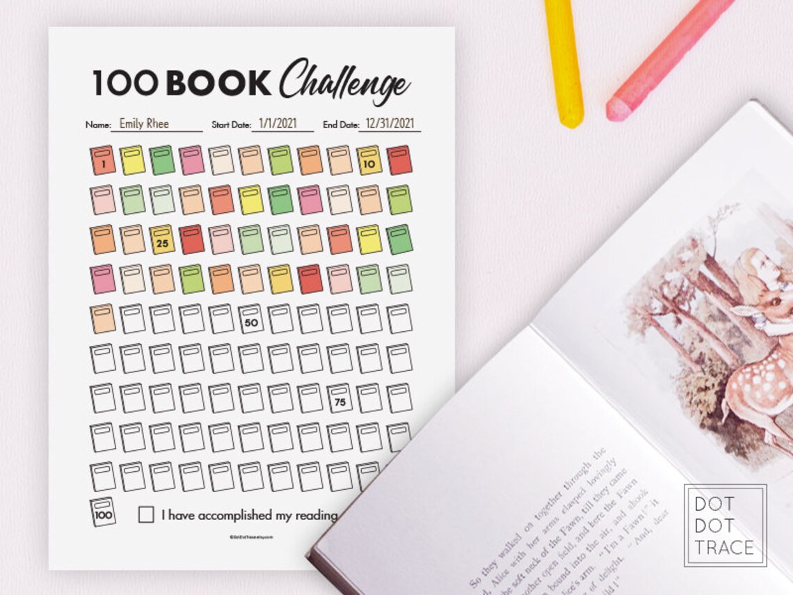 100 Book Challenge Reading Tracker for Kids (digital Download) - Etsy ...