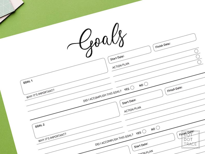 Printable Goal Setting Planner: Letter & A4 (JPG Download) - Etsy