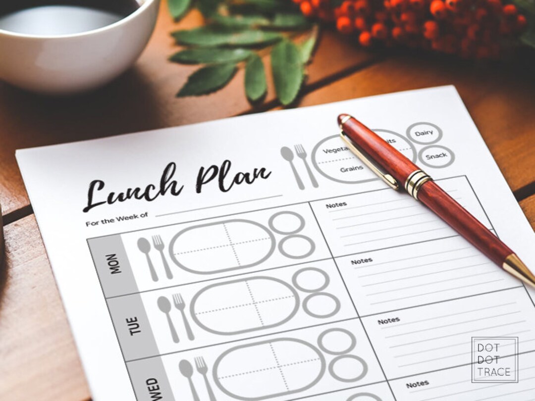 Printable Lunch Plan Templates (letter and A4) Meal Planner Lunch ...
