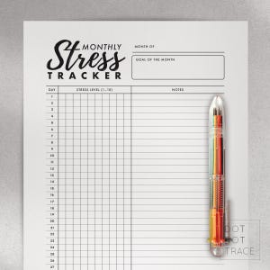 Printable Monthly Stress Tracker Daily Mood & Stress Level Log ...