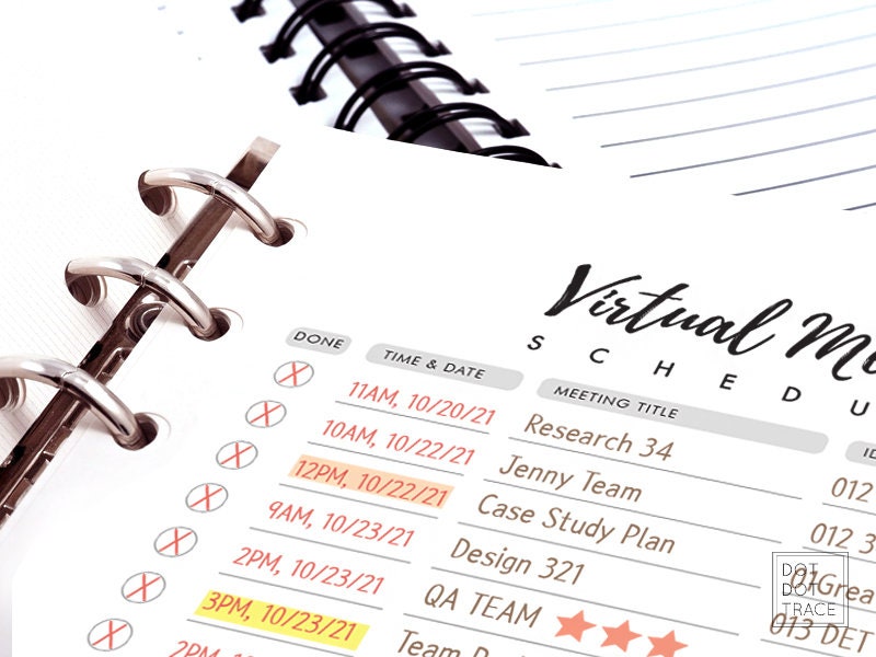 Printable Virtual Meeting Schedule Template (letter & A4 JPG Download ...