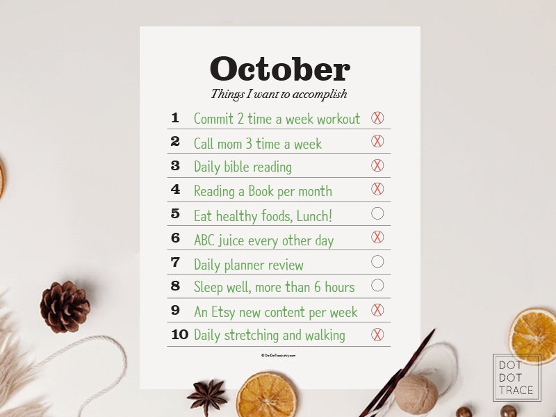 Printable Monthly Things to Accomplish Chart Goodnotes 2021 - Etsy