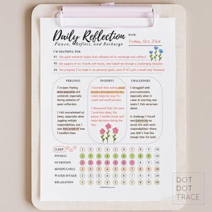 Printable Daily Reflection Journal Daily Reflection Worksheet 365 ...