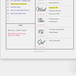 Sunday Start Printable Weekly Planner Daily Planner 7 Day Planner Work ...