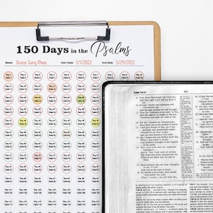 150 Days in the Psalms Bible Reading Log Writing Psalms Tracker 150 Day ...