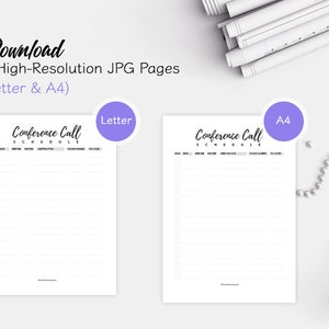 Printable Conference Call Schedule Template (letter & A4) (JPG Download ...