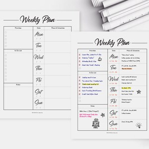 Monday Start Printable Weekly Planner Daily Planner 7 Day Planner Work ...