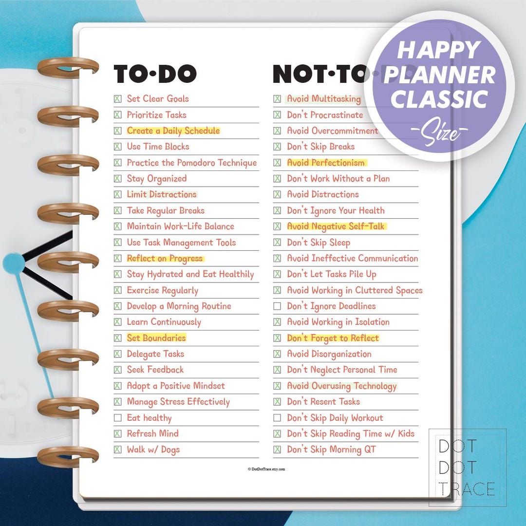 Printable Happy Planner Classic Ultimate To-do & Not-to-do List ...