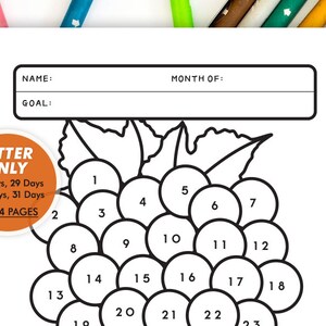 Printable 365 Family Grape Goal Chart Grape Monthly Goal Tracker Daily ...