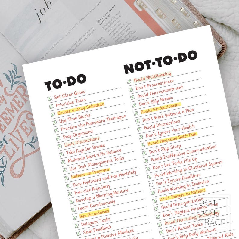 Printable To-do & Not-to-do List: Productive Planner (PDF) - Etsy