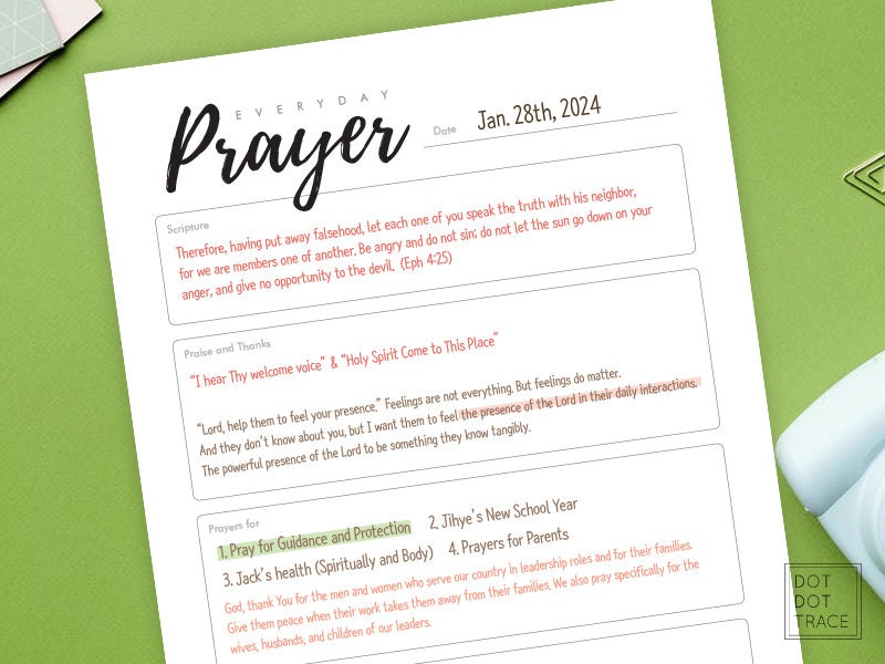 Printable Daily Prayer List Template (JPG Download) - Etsy