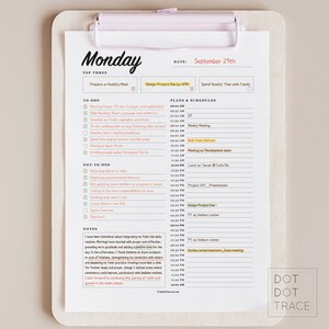 Printable 7 Day Minimal Planner Daily Schedule Top 3 Priorities To-dos ...