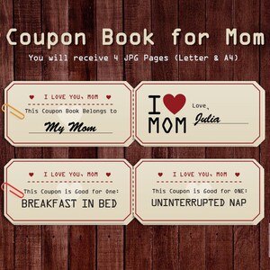 Printable Coupon Book for Moms Coupon Book for Mom Coupon Book for ...