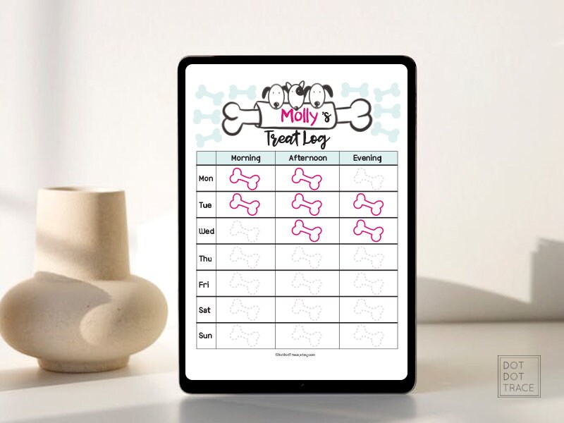 Printable Weekly Dog Treat Log Printable Family Dog Treat Schedule Pet ...
