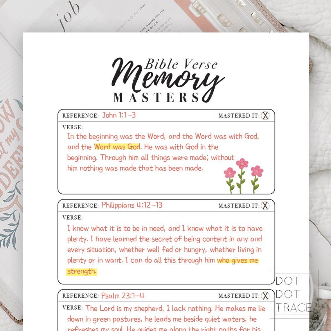Bible Verse Memory Masters Tracker: Christian Planner Template (PDF) - Etsy
