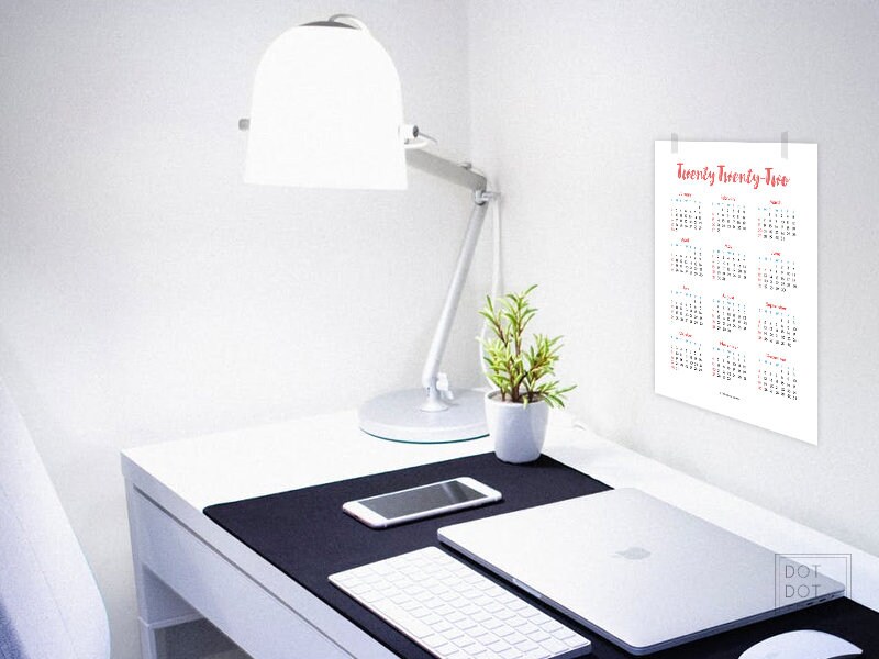 Printable 2022 Calendar Twenty Twenty Two Calendar 2022 - Etsy