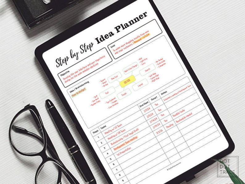Printable Step by Step Idea Planner Idea Planner Brainstorming | Etsy