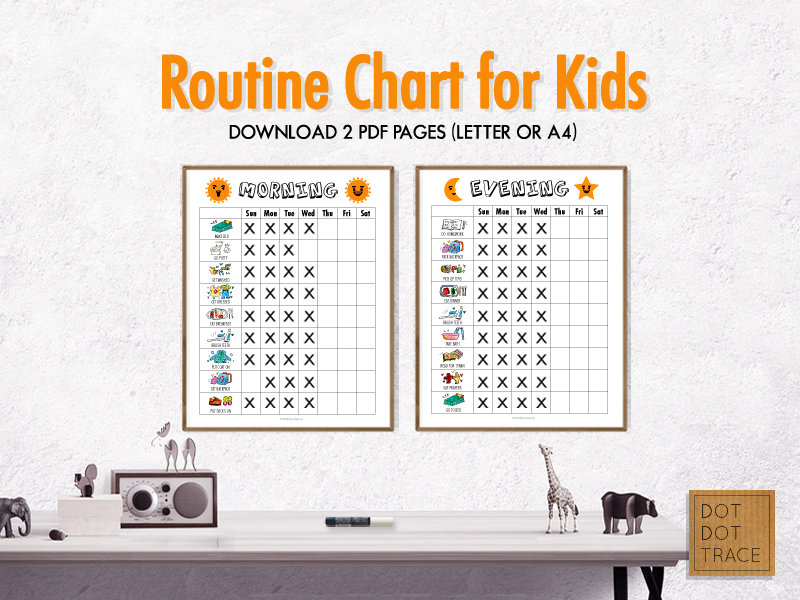 Printable Daily Routine Chart for Kids Kid's Routine Charts Kid's to Do ...