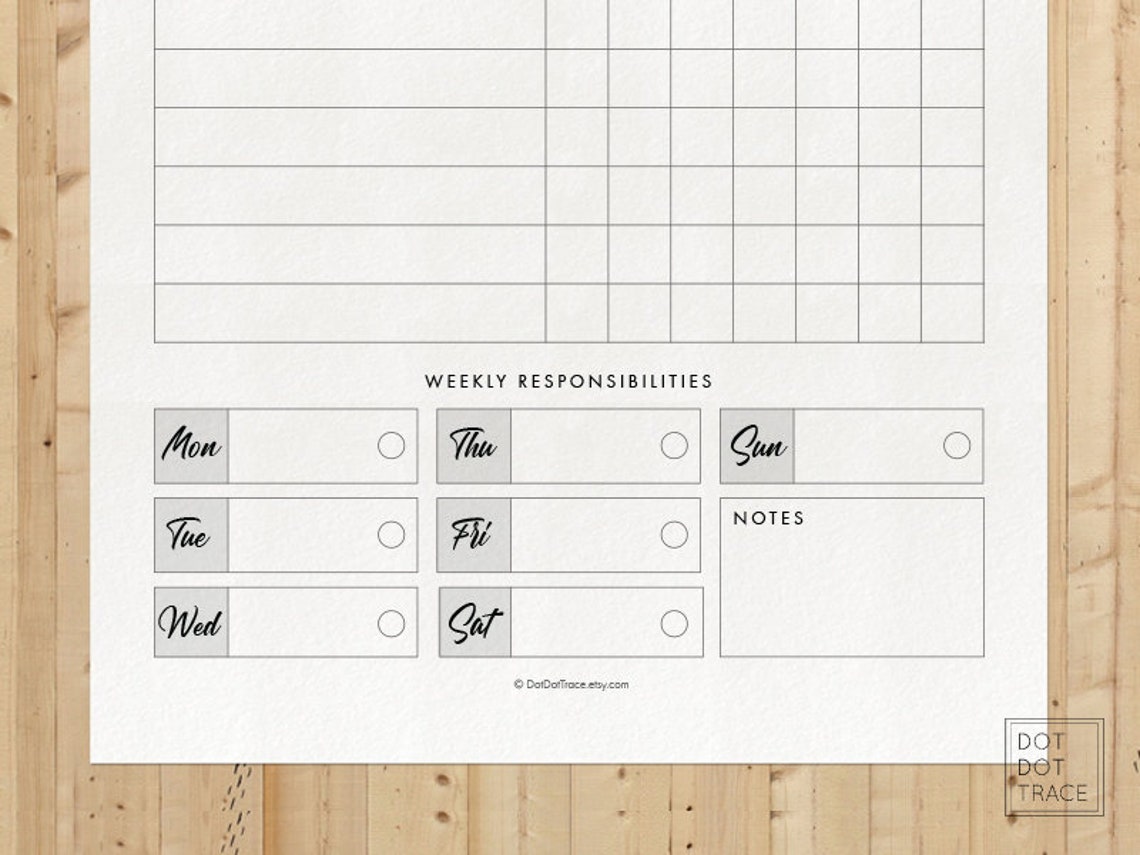Printable Responsibility Chart My Responsibilities Daily | Etsy