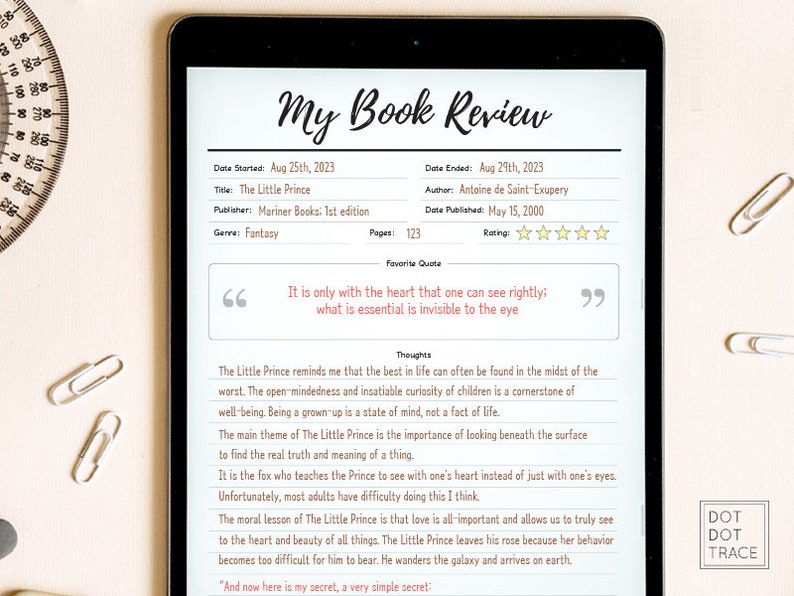 Printable Book Review Log Template (JPG Download) - Etsy