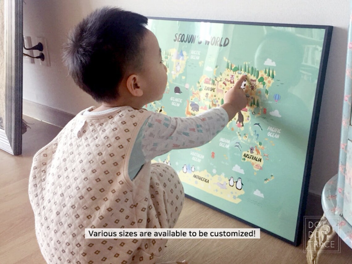 Personalized World Map for Kids Custom World Map for Kids | Etsy