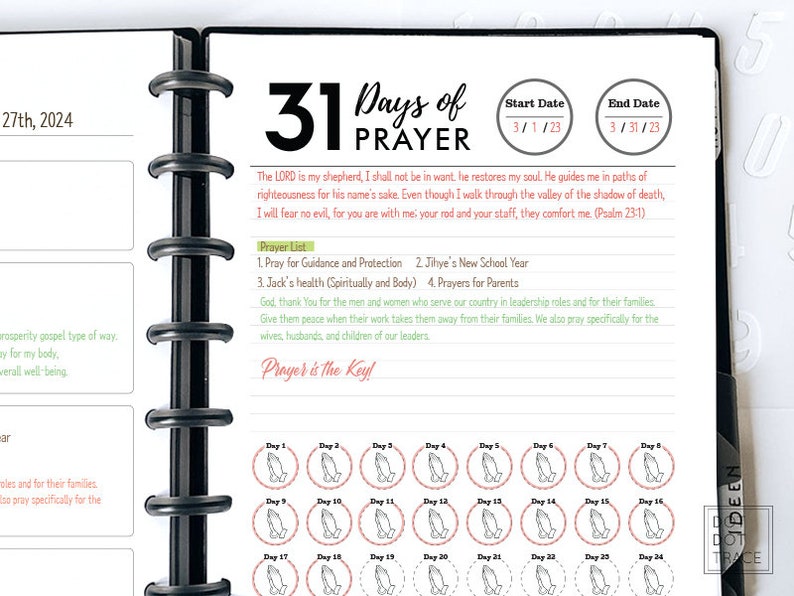 Printable 31 Days of Prayer Tracker: Monthly Goal List (digital ...