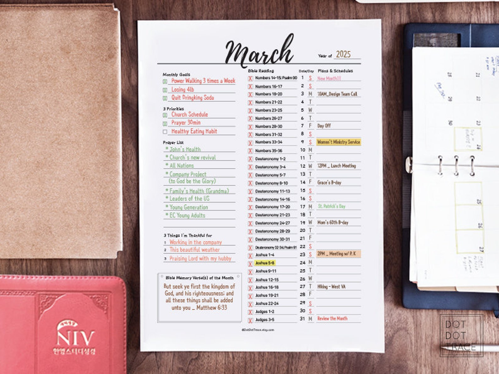 Printable Chronological Bible Reading Planner: Monthly 365-day Guide ...