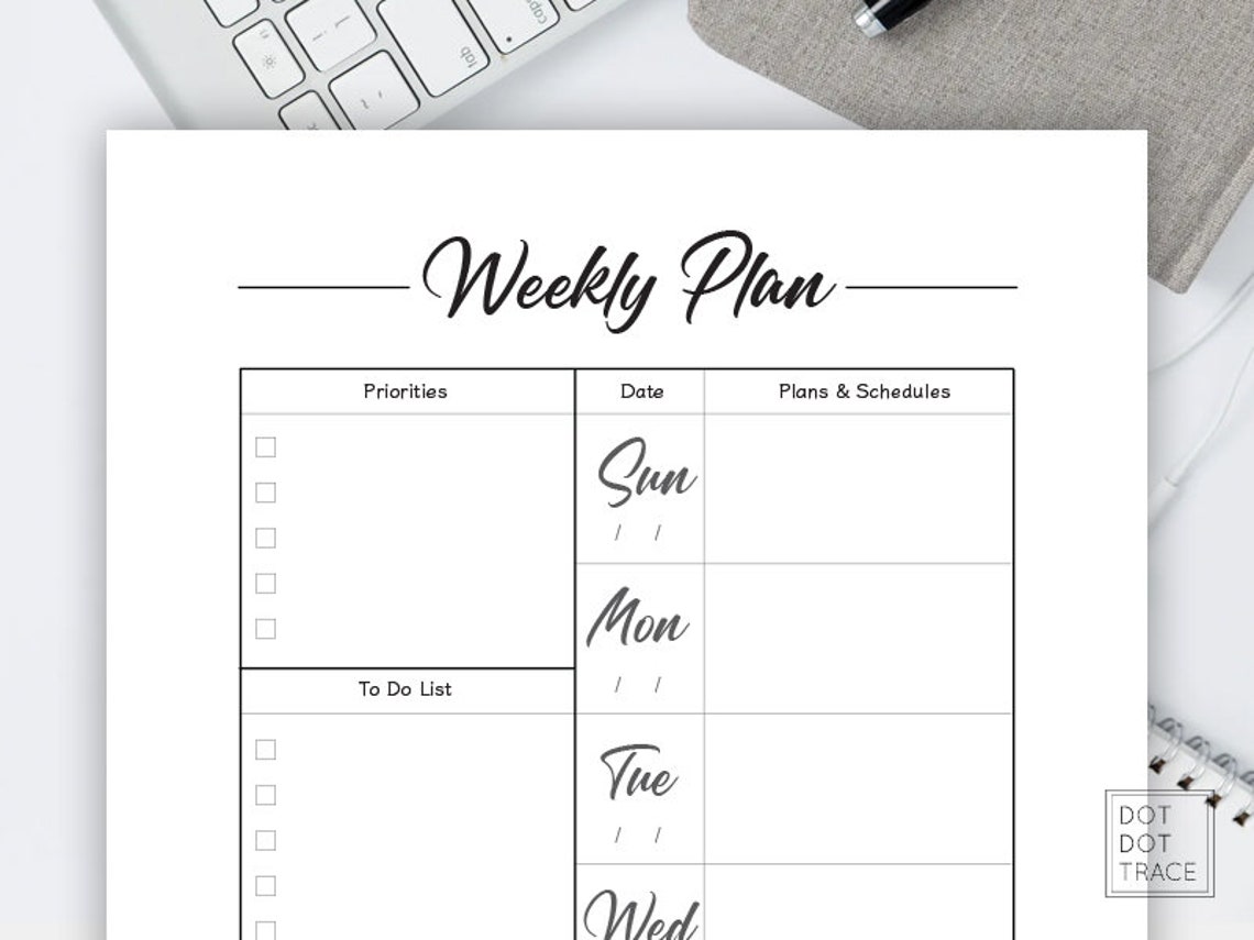 A5_sunday Start Printable Weekly Planner Daily Planner 7 Day - Etsy